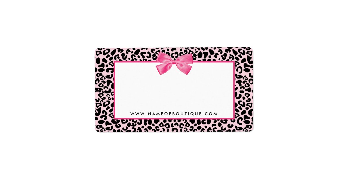 Girly Pink Leopard Print Cute Bow Beauty Boutique Label | Zazzle