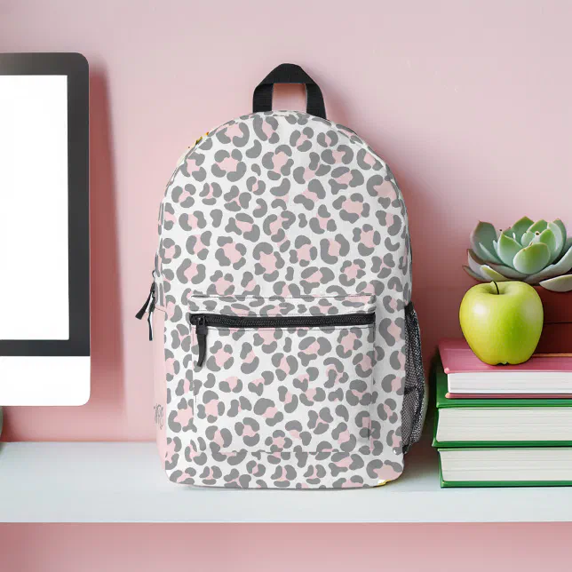 Girly Pink Leopard Print Personalized Printed Backpack | Zazzle