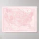 Girly Pink Map of the United States of America Poster | Zazzle