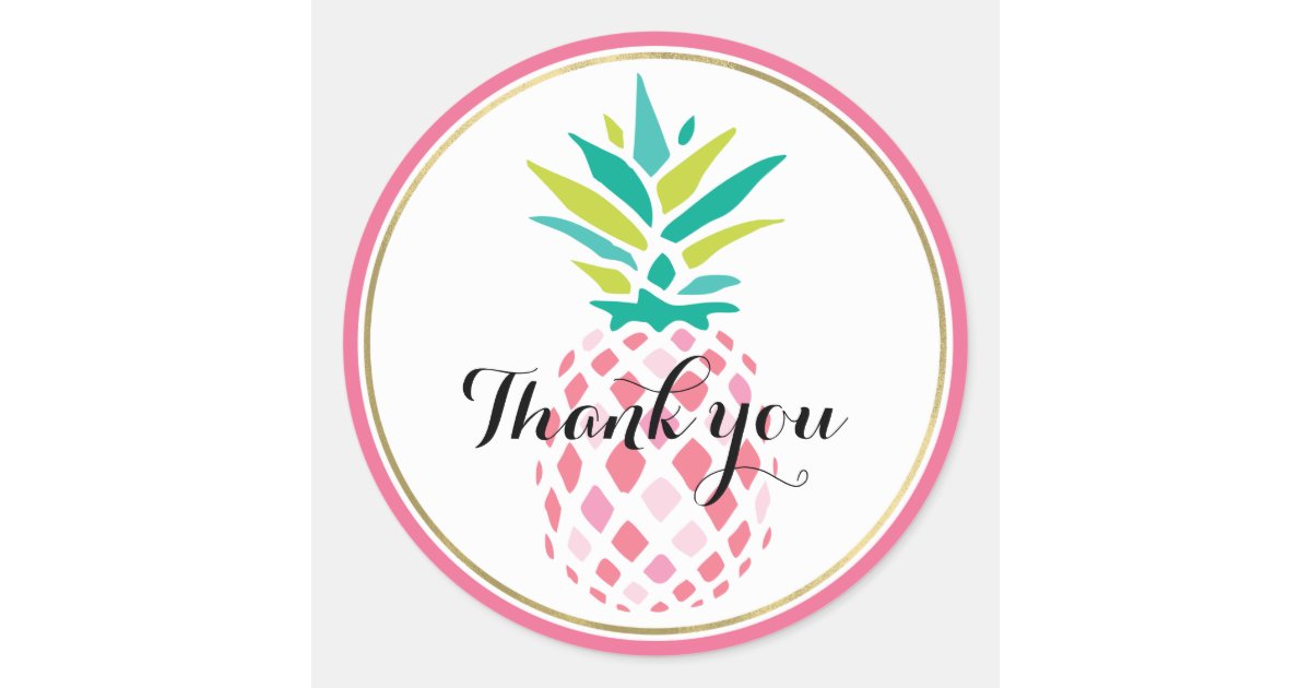 Girly Pink Pineapple Classic Round Sticker | Zazzle