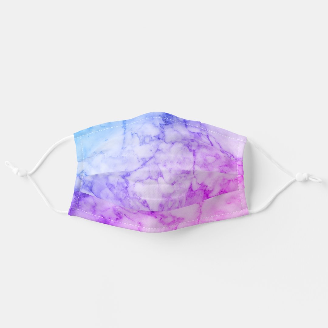 Girly Pink Purple Marble Adult Cloth Face Mask | Zazzle