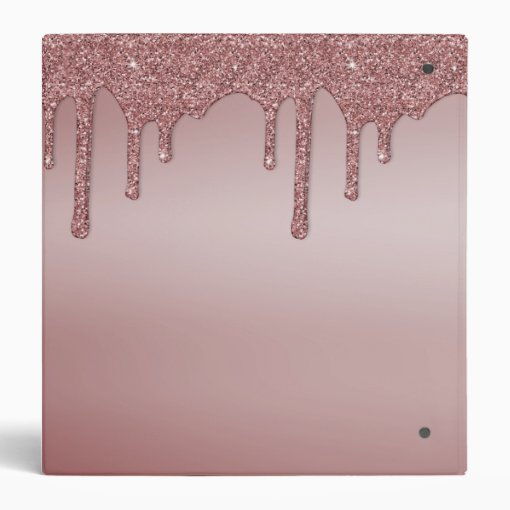 Girly Pink Rose Gold Glitter Sparkle Drips 3 Ring Binder | Zazzle