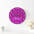 Girly pink sparkly glitter wall clock for girls | Zazzle