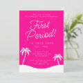 Girly Pink Trendy Beach First Period Party Invitation | Zazzle