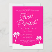 Girly Pink Trendy Beach First Period Party Invitation | Zazzle