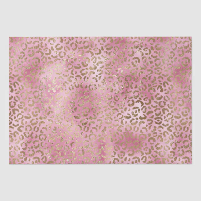 Girly Pink Watercolor Gold Leopard Print Tissue Paper | Zazzle