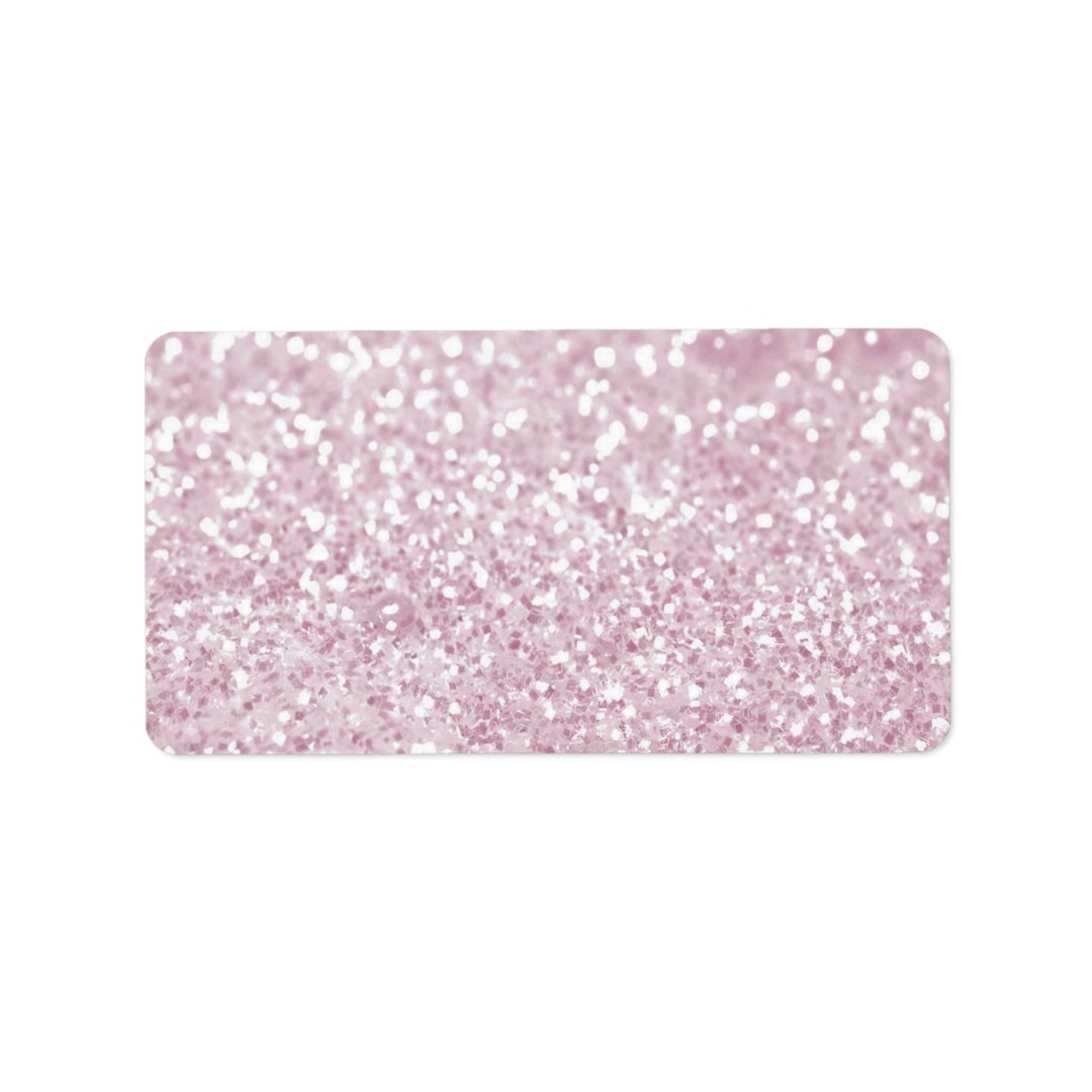 Girly Pink White Abstract Glitter Photo Print Label | Zazzle