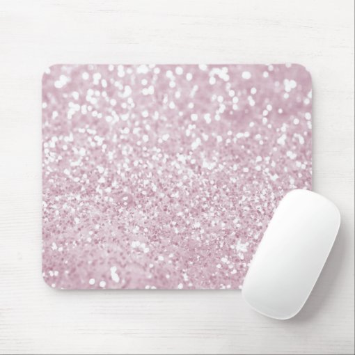 Girly Pink White Abstract Glitter Photo Print Mouse Pad | Zazzle