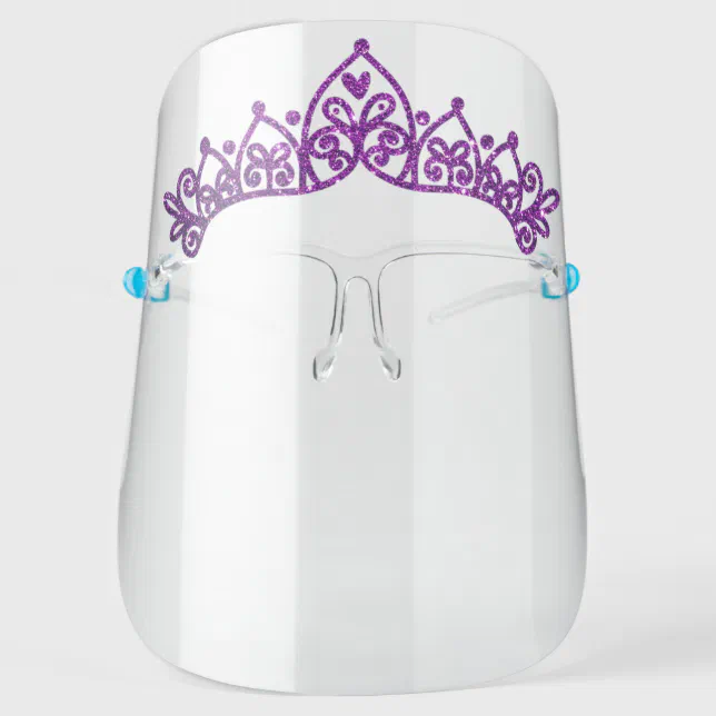 Girly Princess Tiara Purple Glitter Face Shield | Zazzle