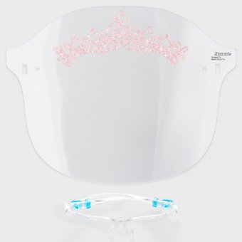 Girly Princess Tiara Rose Gold Pink Glitter Face Shield | Zazzle