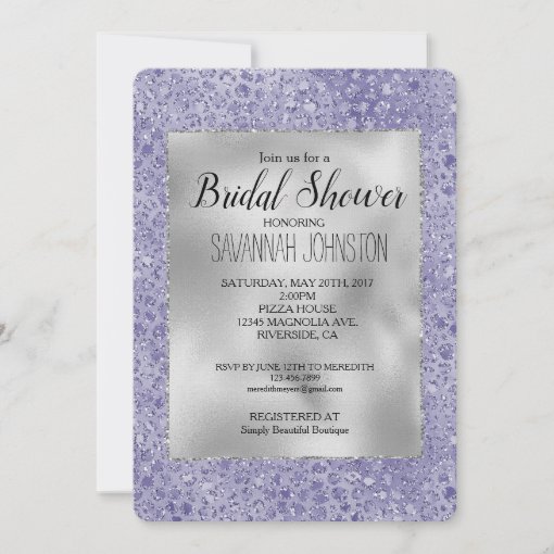 Girly Purple Glitter Glitz Leopard print Invitation | Zazzle