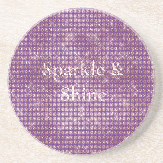 Girly Purple Glitzy Sparkle Coaster | Zazzle