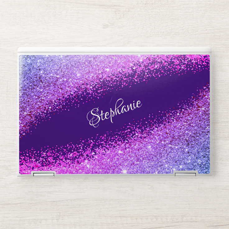 Girly Purple Pink Glitter Sparkle Personalized HP Laptop Skin | Zazzle