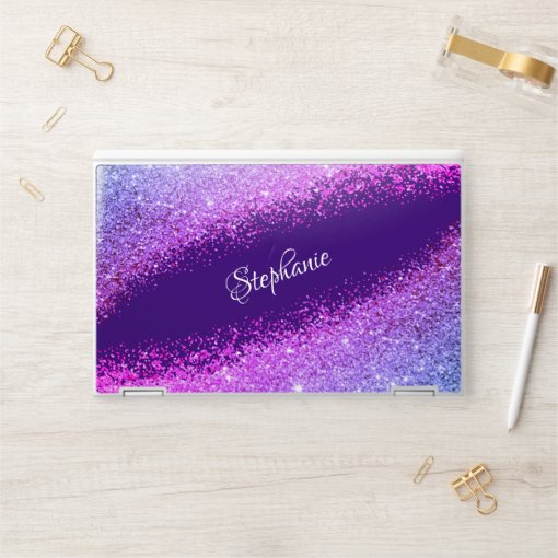 Girly Purple Pink Glitter Sparkle Personalized Hp Laptop Skin Zazzle