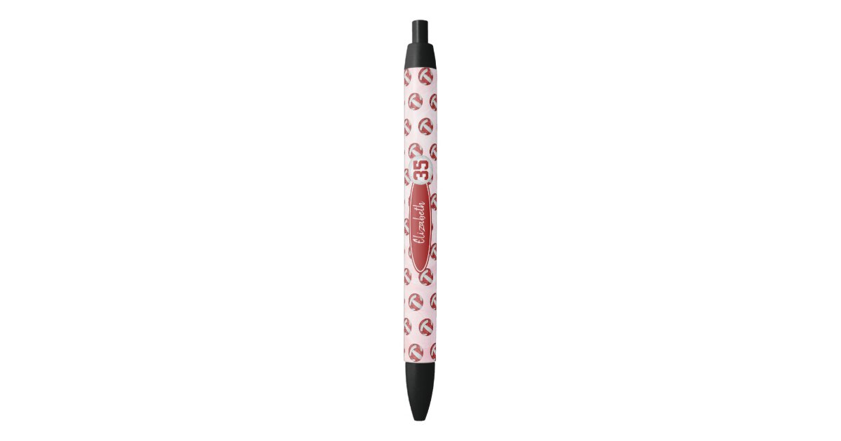 girly red white personalized volleyball pen | Zazzle