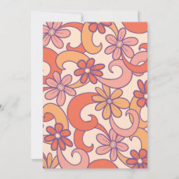Girly Retro Pink Orange Groovy Flowers Invitation | Zazzle