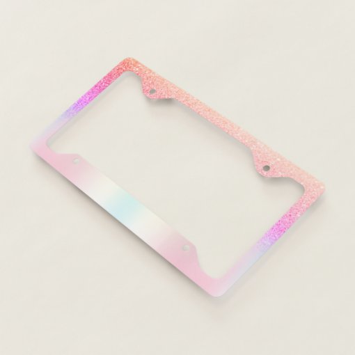 Girly Rose Gold Glitter Bokeh Ombre Iridescent License Plate Frame | Zazzle