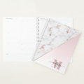 Girly Rose Gold Glitter Marble Monogram Planner | Zazzle