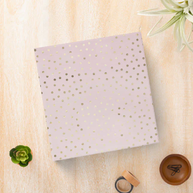 Girly Rose Gold Glitter Polka-dots Monogram 3 Ring Binder | Zazzle