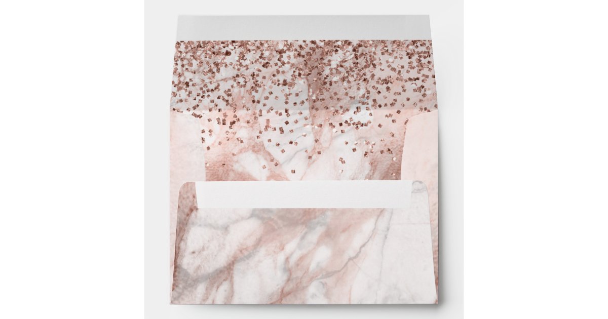 Girly Rose Gold Marble Glitter 21st Birthday Envelope | Zazzle