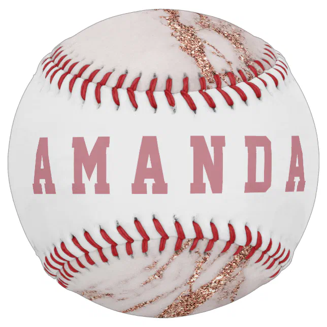 Girly Rose Gold Marble Texture Personalized Softball | Zazzle