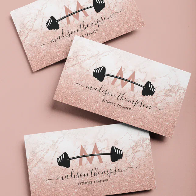 Girly Rose Gold Personal Trainer Business Card | Zazzle