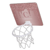 Girly Rose Gold Sparkle Glitter Drips Monogram Mini Basketball Hoop ...
