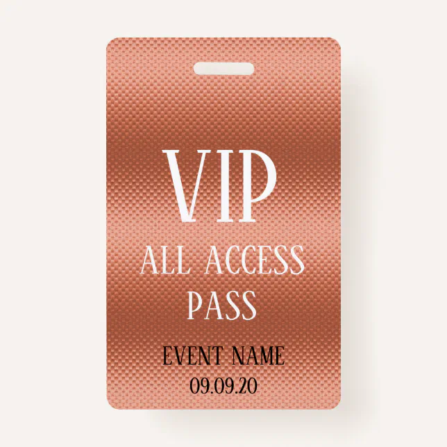 Girly Rose Gold VIP Access Event Badge | Zazzle