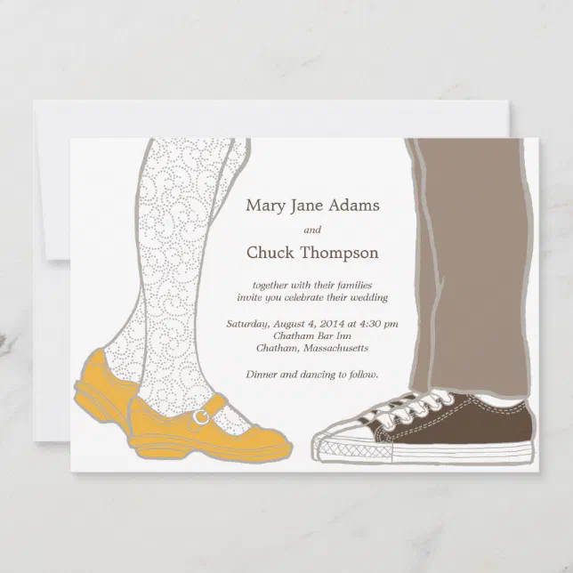 Girly Shoes & Sneakers Illustrated Wedding Invitation | Zazzle