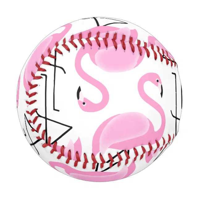 Girly Simple Modern Pink Flamingo Pattern Baseball | Zazzle