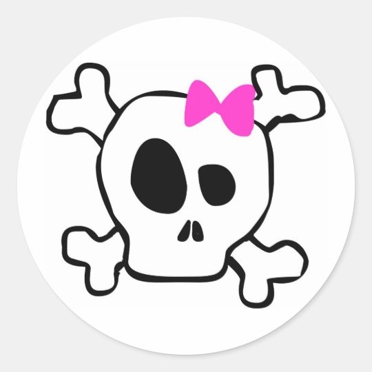 Girly skull classic round sticker | Zazzle.com