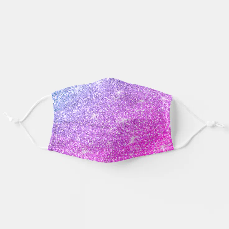 Girly Sparkle Faux Purple Pink Aqua Glitter Adult Cloth Face Mask | Zazzle