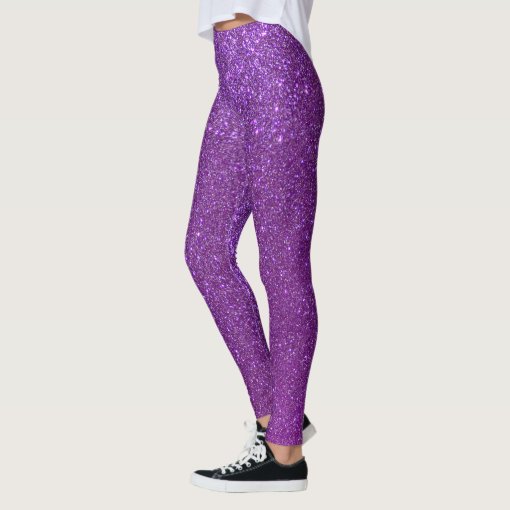 Girly Sparkly Royal Purple Glitter Leggings | Zazzle