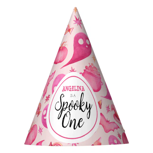 Girly Spooky One 1st Birthday Name Party Hat | Zazzle