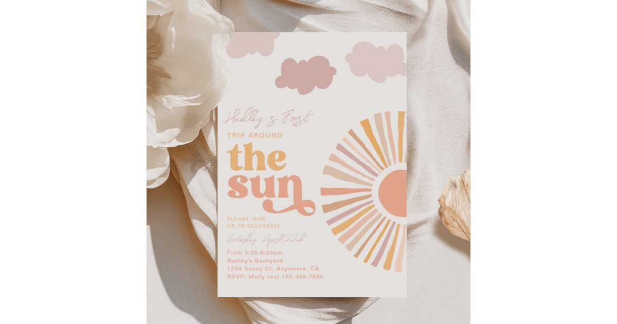 Girly Sun First Birthday Invitation | Zazzle