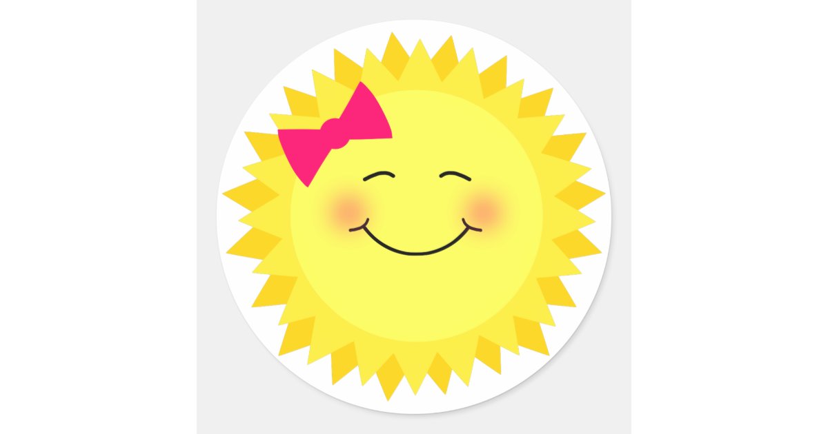 Girly Sunshine Classic Round Sticker | Zazzle