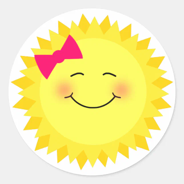 Girly Sunshine Classic Round Sticker | Zazzle