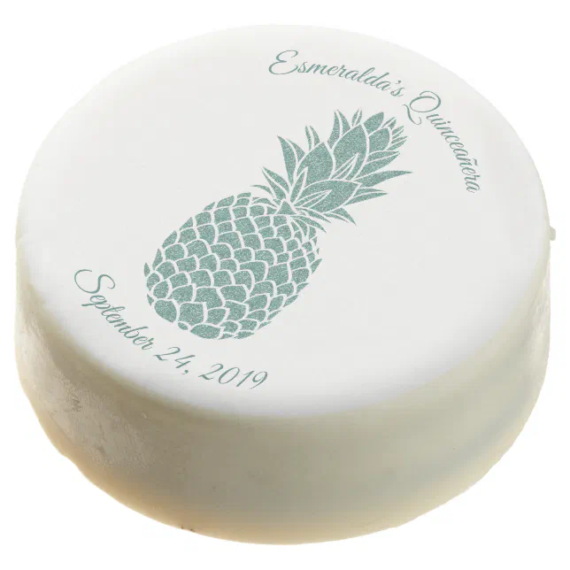 Girly Teal Glitter Pineapple Quinceanera Birthday Chocolate Covered ...