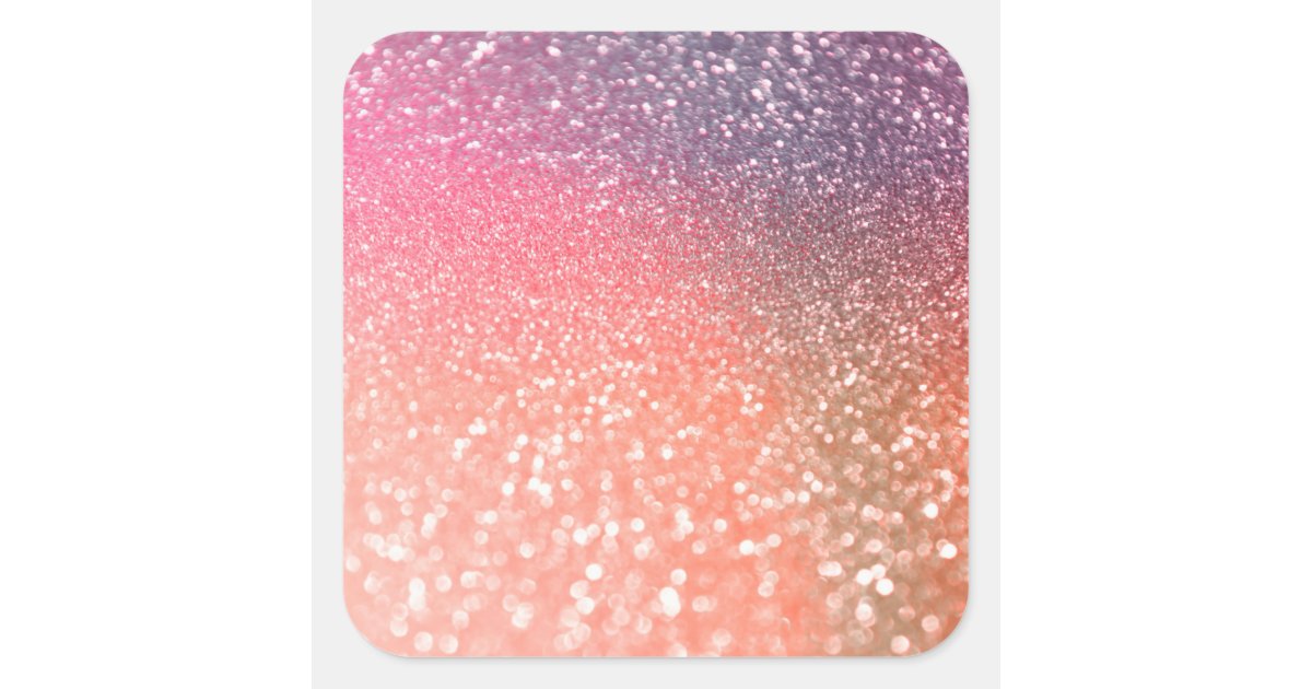Girly Trend Rose Gold Blush Glitter Square Sticker | Zazzle