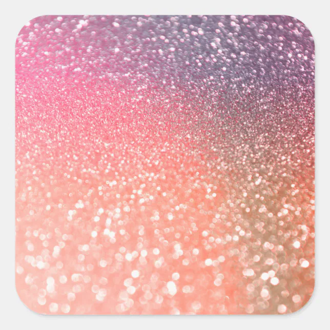 Girly Trend Rose Gold Blush Glitter Square Sticker | Zazzle