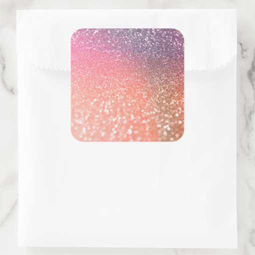 Girly Trend Rose Gold Blush Glitter Square Sticker | Zazzle