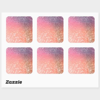 Girly Trend Rose Gold Blush Glitter Square Sticker | Zazzle