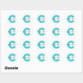 Girly Turquoise Glitter Letter C Monogram Classic Round Sticker | Zazzle