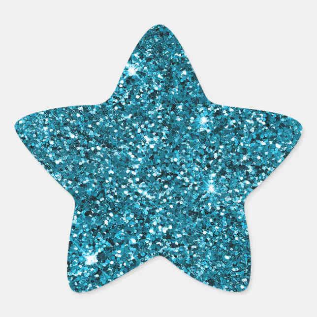 Girly Turquoise Glitter Star Sticker | Zazzle