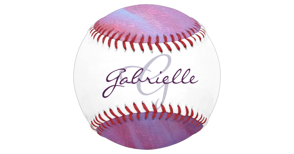 Girly Zebra Abstract | Cute Pink Purple Monogram Softball | Zazzle