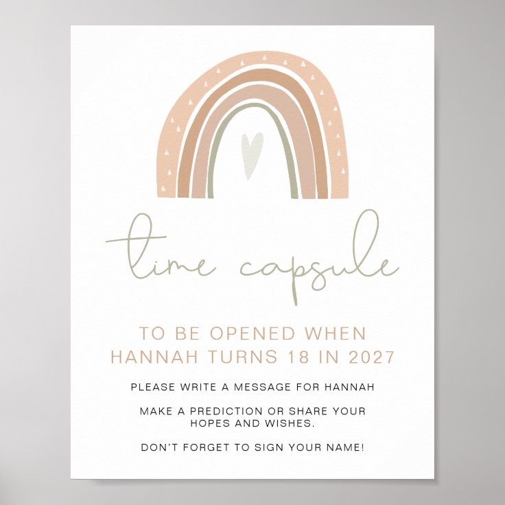GITA Boho Pastel Rainbow 1st Birthday Time Capsule Poster | Zazzle