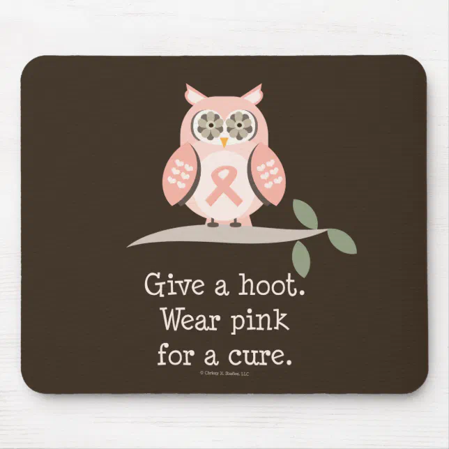 Give A Hoot Pink Ribbon Owl Mousepad | Zazzle
