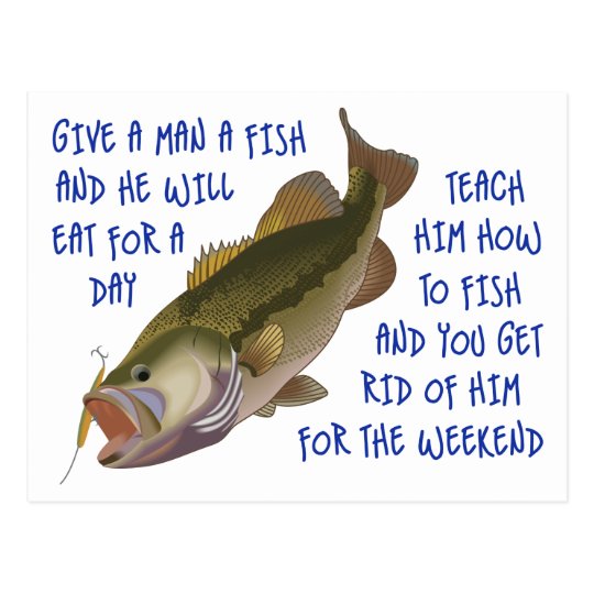 Give a Man a Fish Postcard | Zazzle.com
