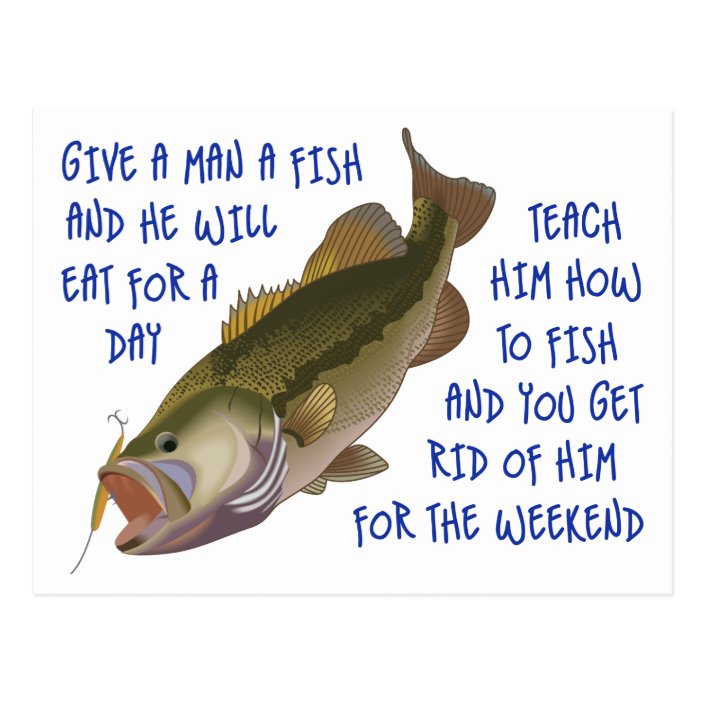 Give a Man a Fish Postcard | Zazzle.com