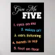 Give me Five Poster for Teachers | Zazzle